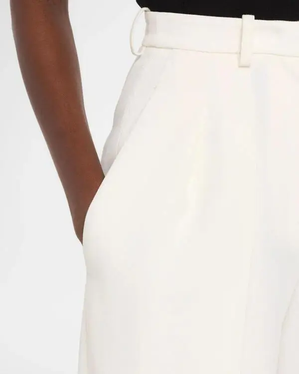 Michael Kors Pleated High-rise Wool Pants - Ivory