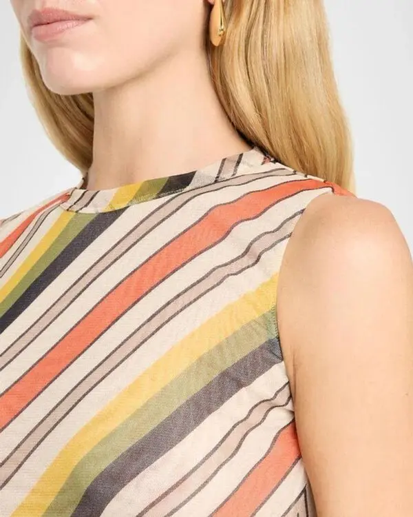 JEAN PAUL GAULTIER Striped Mesh Sleeveless Mini Dress - Multicolor