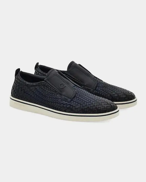 FERRAGAMO Apos;s Woven Leather Slip-on Derby Sneakers