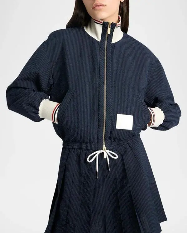 Thom Browne Seersucker Drawstring Track Jacket