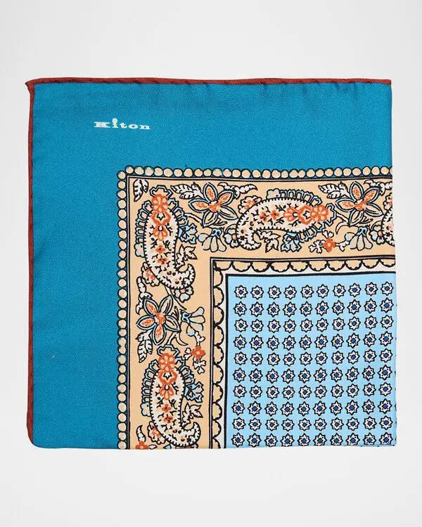 Kiton Apos;s Printed Silk Pocket Square