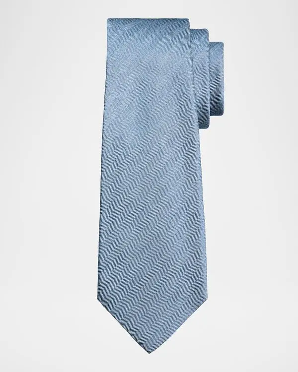 Kiton Apos;s Silk Herringbone 7-fold Tie