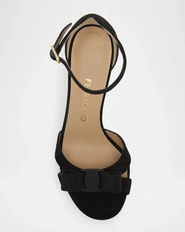 FERRAGAMO 95mm Roxy Suede Bow Pumps