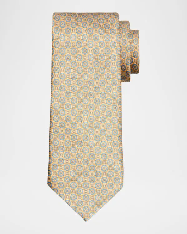 Stefano Ricci Apos;s Geometric-circle Silk Tie - Yellow And Blue