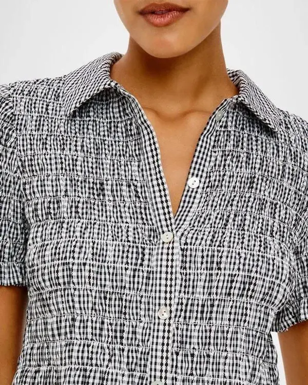 Rails Alton Smocked Gingham Shirt