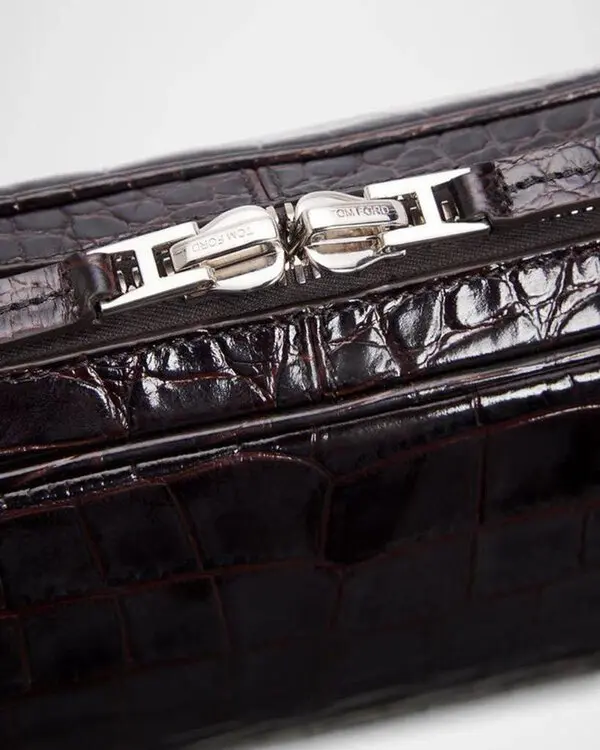 TOM FORD Apos;s Croc-effect Zip Pouch - Espresso