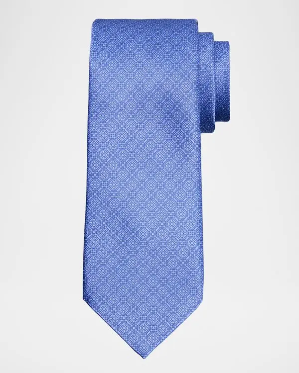 Stefano Ricci Apos;s Tonal Mosaic Link Silk Tie - Blue And L