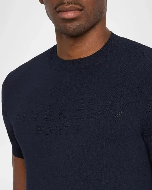 Givenchy Apos;s Mesh Logo Knit Short-sleeve Crewneck Sweater