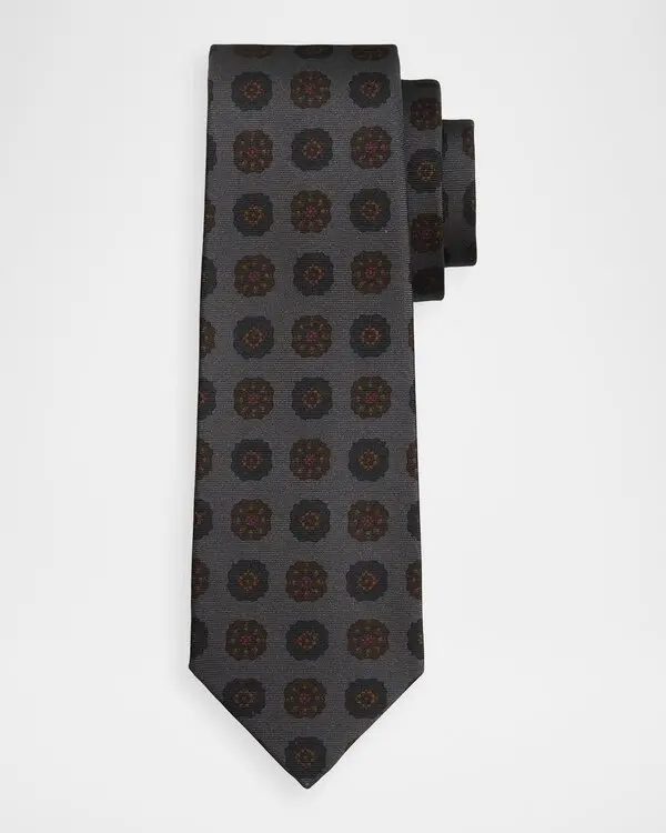 Kiton Apos;s Silk Floral Medallion 7-fold Tie