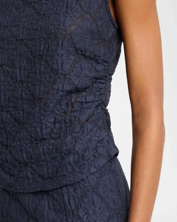 Veronica Beard Selah Lace Tank Top - Navy