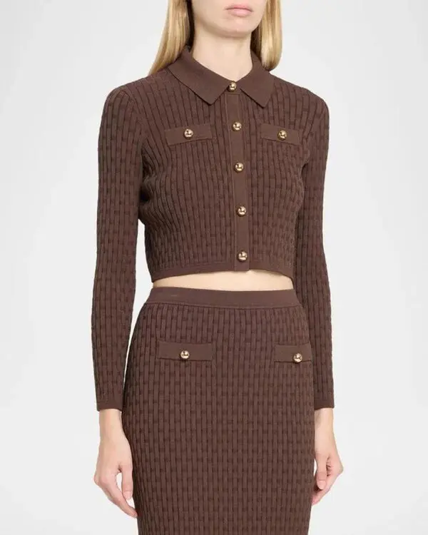 TOCCIN Posie Cropped Button-front Knit Cardigan