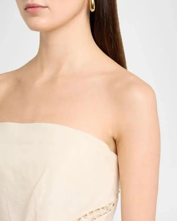 Simkhai Lahni Strapless Linen Lace Top