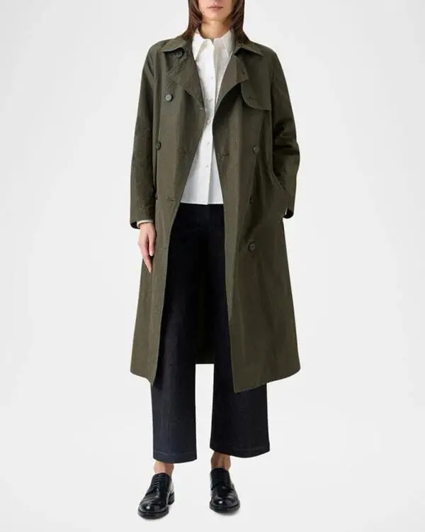 Akris Double-breasted Crinkled Parachute Taffeta Belted Trench Coat