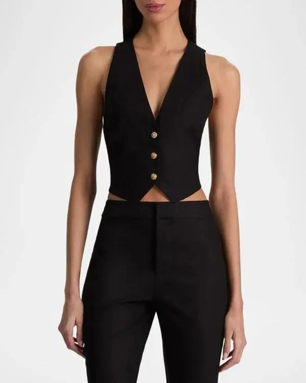 Alice + Olivia Donna Linen Vest