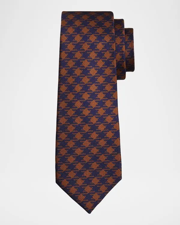 Kiton Apos;s Silk Maxi-houndstooth 7-fold Tie