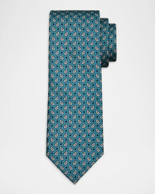 Brioni Apos;s Micro-paisley Silk Tie - Petro Blu