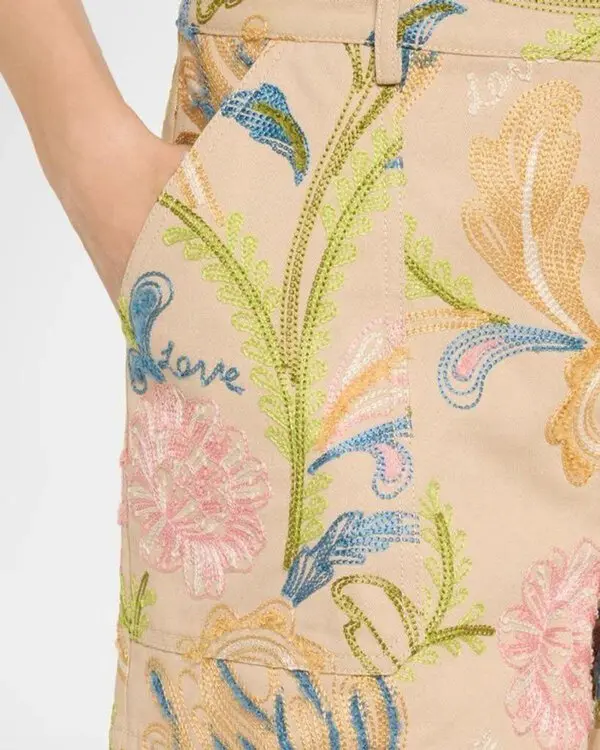 Cinq À Sept Addie Embroidered Shorts - Khaki Mult