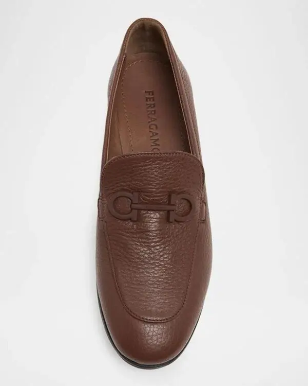 FERRAGAMO Soldy Hammered Deerskin Leather Loafers