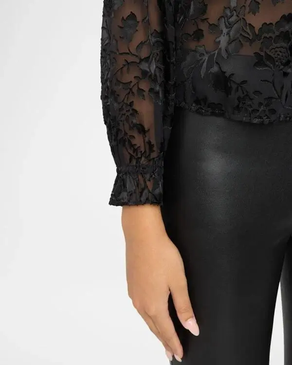 Generation Love Priya Floral Burnout Shirt - Black