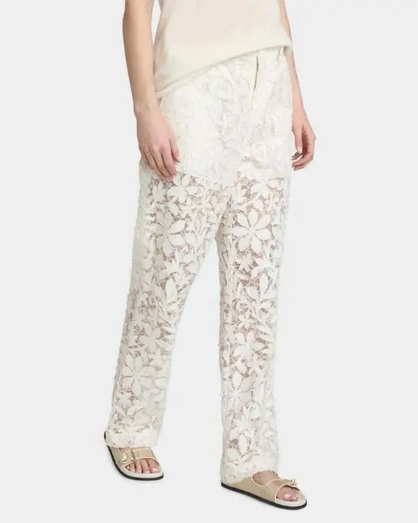 Simkhai Braylen Cotton Lace Carpenter Pants - White
