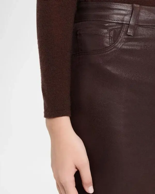L & APOS;AGENCE Wanda High Rise Cropped Wide Coated Jeans