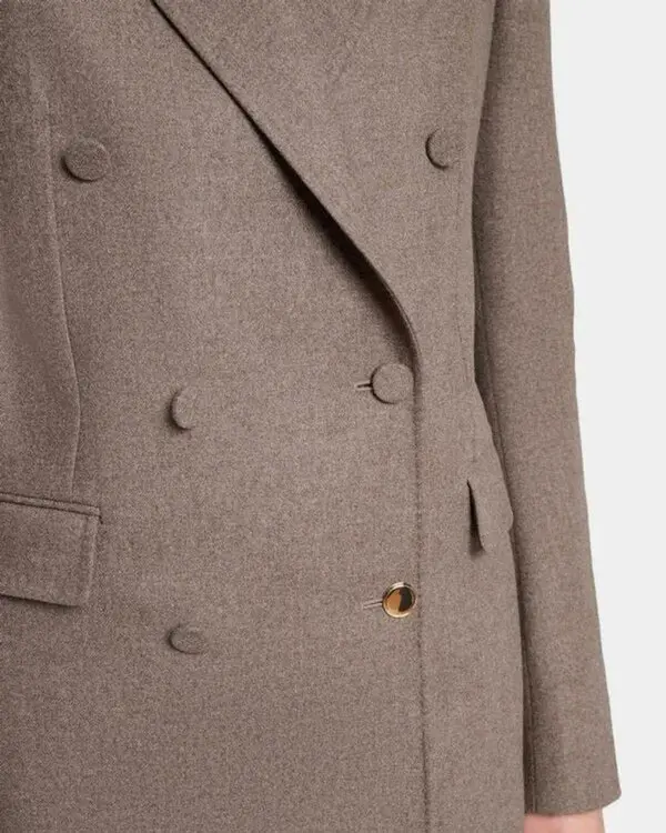 Gabriela Hearst Gavin Wool-cashmere Flannel Double-breasted Blazer Jacket - Walnut
