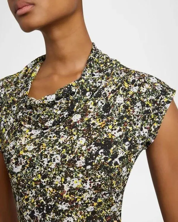 Proenza Schouler Tamara Printed Cowl-neck Dress - Rust Multi