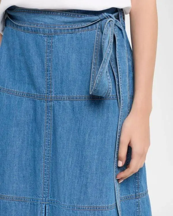 Tanya Taylor Hudley Denim Midi Skirt