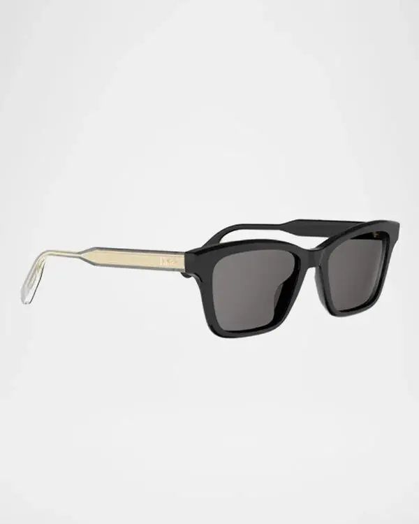 Dior Dioribbon S2i 53mm Rectangular Sunglasses - Black/smoke