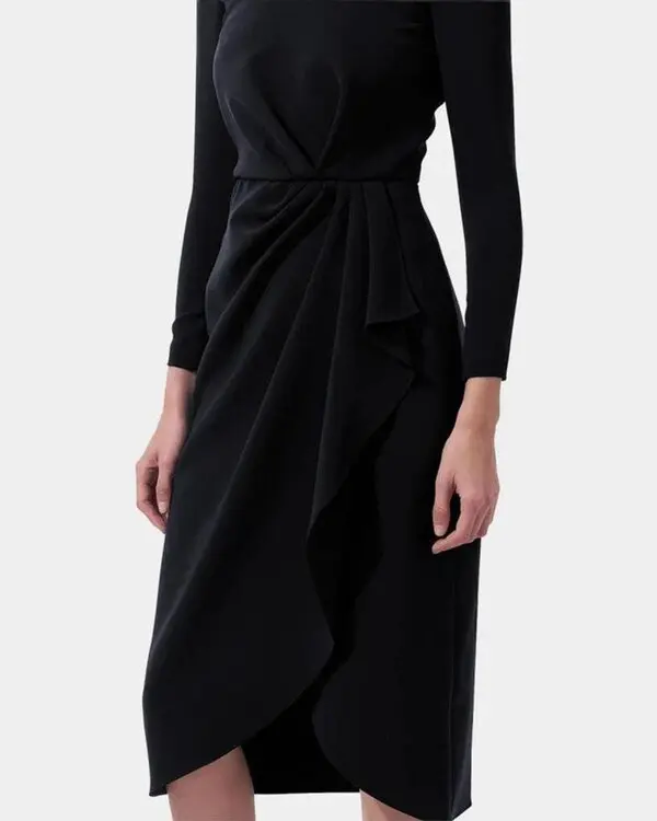 Carolina Herrera Draped Long-sleeve Midi Dress - Black