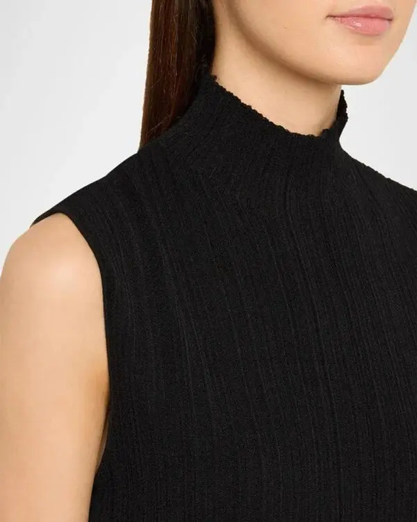 Proenza Schouler Federica Micro-pleated Knit Turtleneck Top - Black