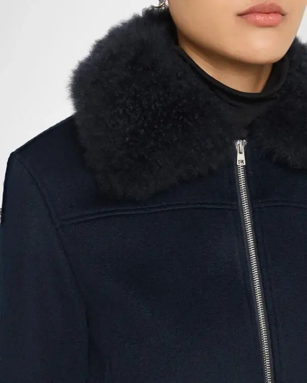 YVES SALOMON Cashmere-blend Bomber Jacket With Removable Shearling Collar