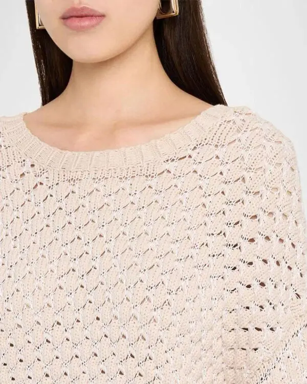 Peserico Scoop-neck Macrame Knit Sweater - Beige