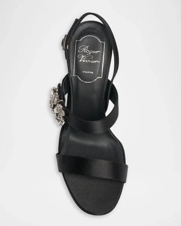 ROGER VIVIER 85mm Mini Bouquet Satin Slingback Sandals