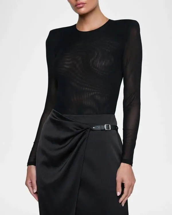 L & APOS;AGENCE Trista Stretch Mesh Bodysuit