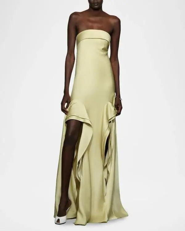 ET OCHS Vernon Strapless Draped Side-slit Gown