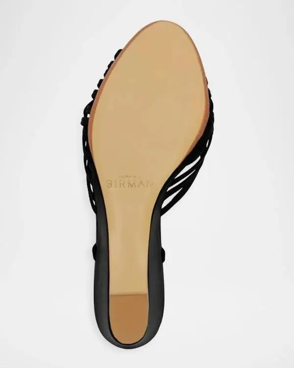 ALEXANDRE BIRMAN 75mm Lilian Leather Wedge Mules