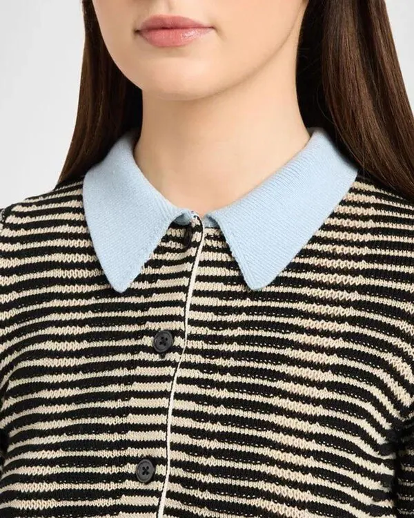 Christopher John Rogers Wave Knit Short-sleeve Polo Shirt - Black Multi