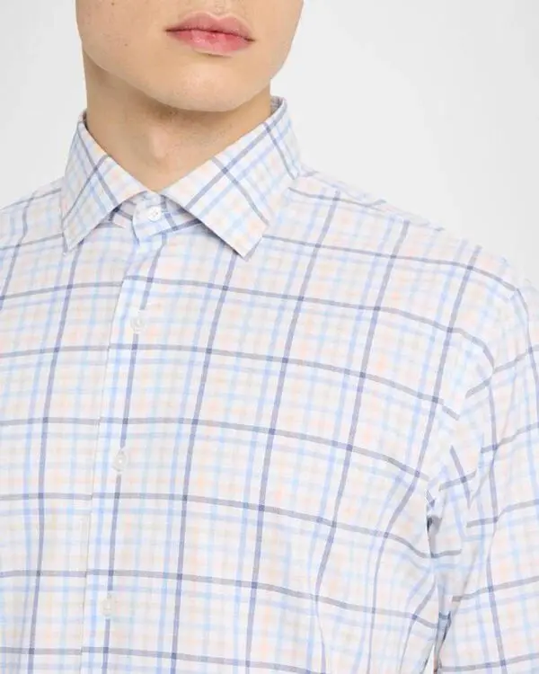 Peter Millar Apos;s Warren Crown Lite Cotton-stretch Plaid Sport Shirt - Navy