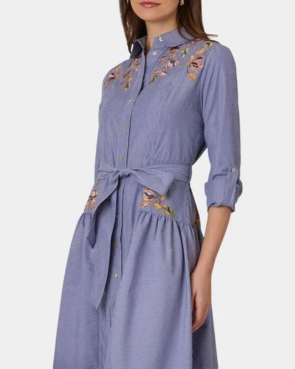 Shoshanna Caldwell Pinstriped Cotton-blend Poplin Shirtdress