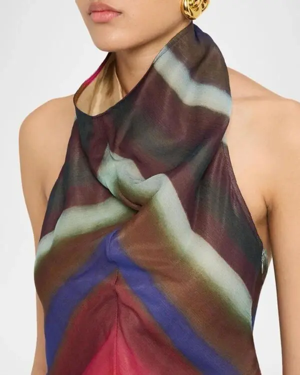 Christopher John Rogers Louie Stripe Cowl Halter Top