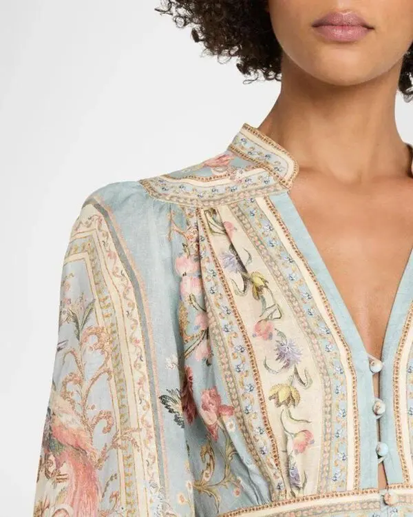 Zimmermann Roselight Plunge Midi Dress