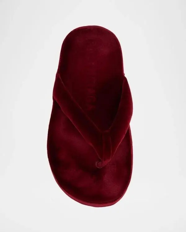 Balenciaga Jet Lag Stretch Velvet Platform Thong Sandals - Flame