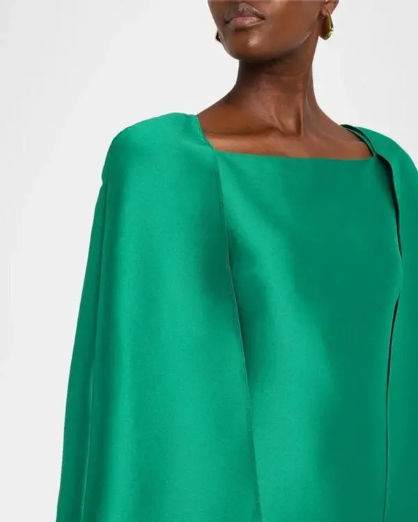 Badgley Mischka Mikado Cape Column Gown