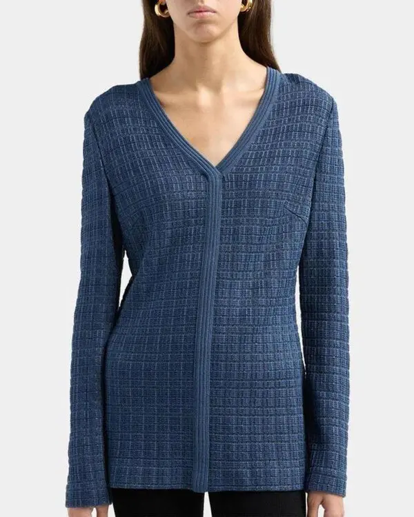 Misook V-neck Textural Knit Tunic
