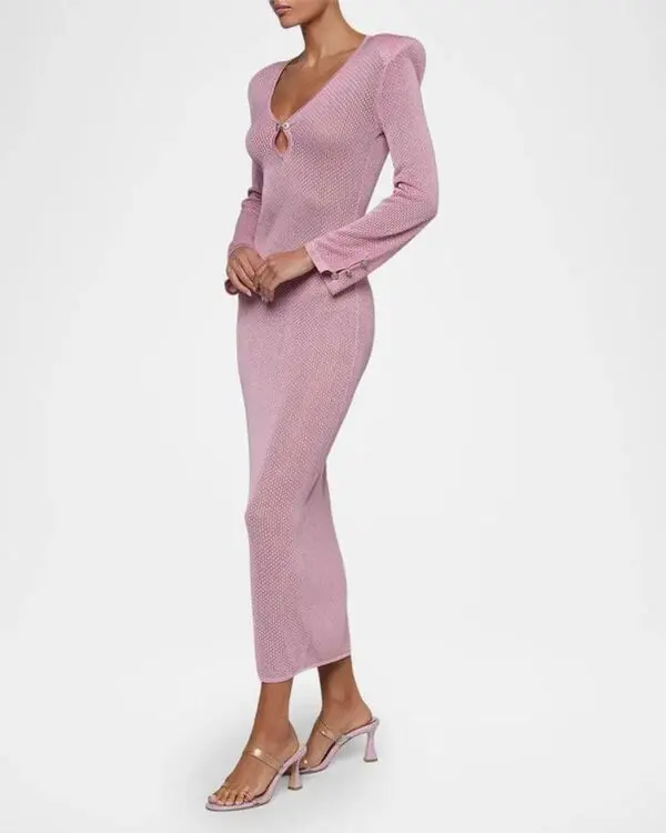L & APOS;AGENCE Sydney Open-stitch Cutout Bodycon Maxi Dress