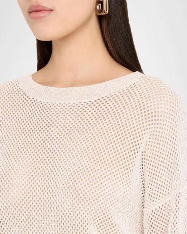 Peserico Openwork Cotton Knit Drop-shoulder Sweater