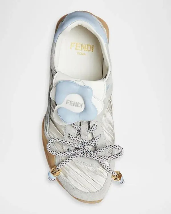 Fendi Wave Pulse Mixed-media Low-top Sneakers - Grey