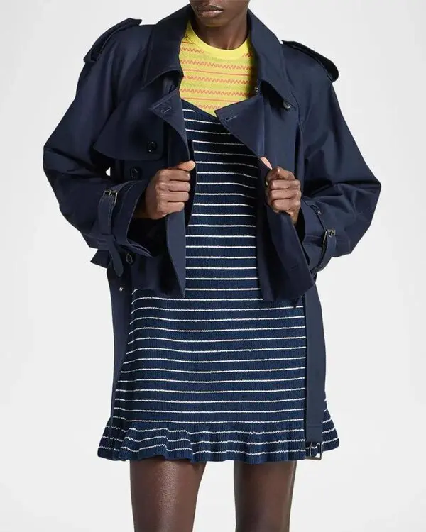 JW Anderson Cotton Crop Trench Jacket - Navy