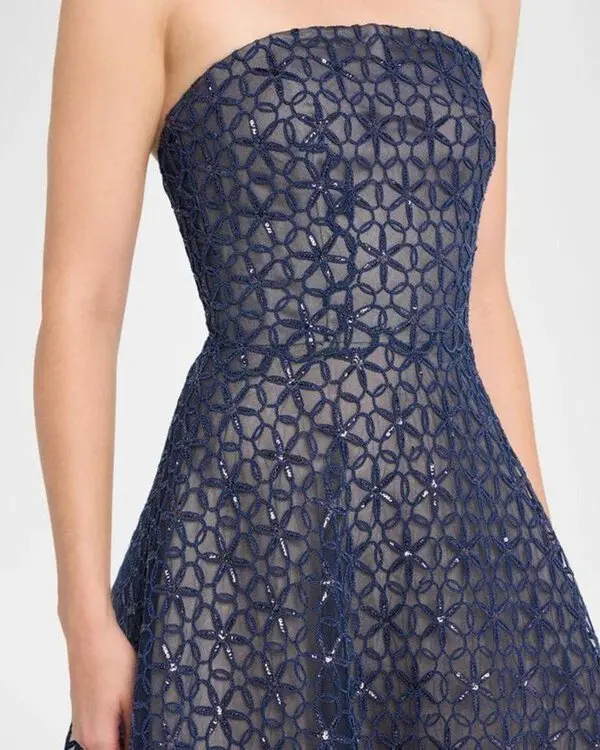Naeem Khan Strapless Cording Gown